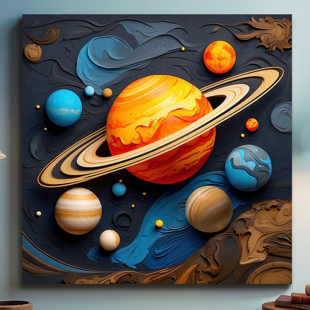 3D Solar System Canvas Art: Galaxy Planets Wall Decor - Etsy