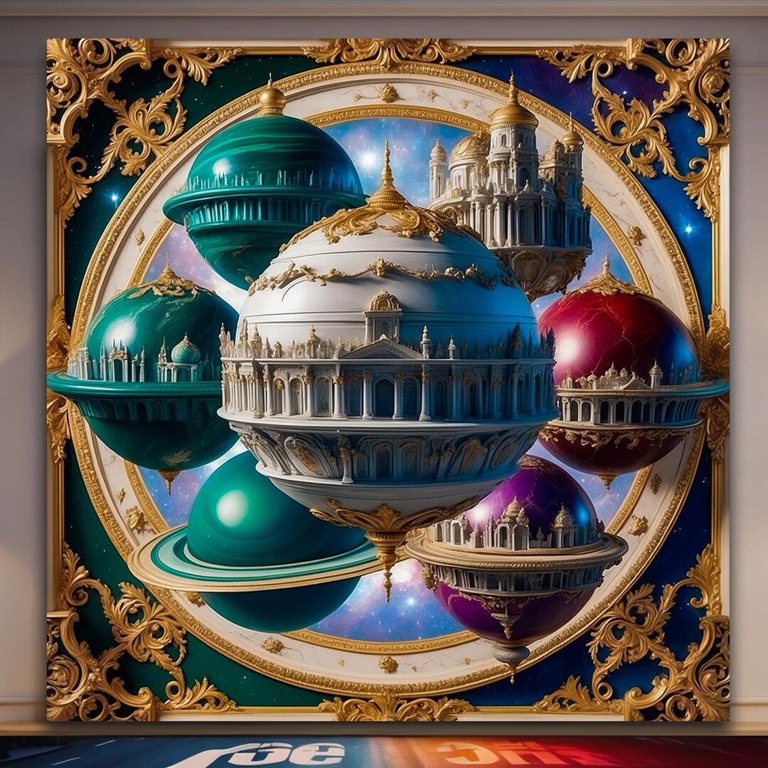 Solar System 3D Style Canvas Wall Art, Outer Space Decor, Planetary Art ...