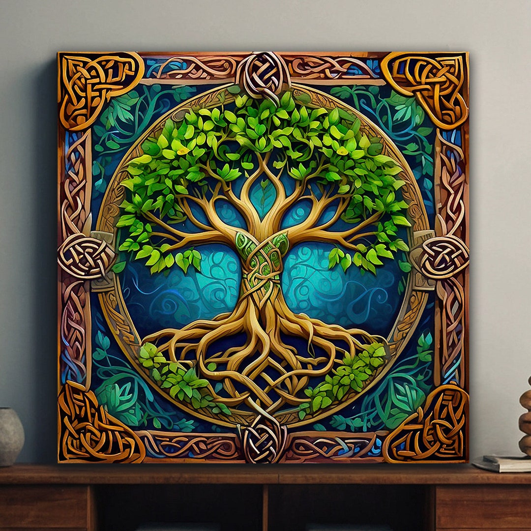 Tree of Life Canvas Wall Art, Yggdrasil Canvas Print, Mandala Canvas ...