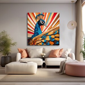 Colorful Peacock Canvas Art: Modern Bird Illustration - Etsy
