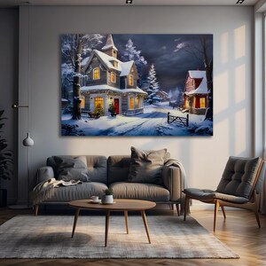 Winter Wonderland Christmas Canvas Wall Art, Holiday Home Decor ...
