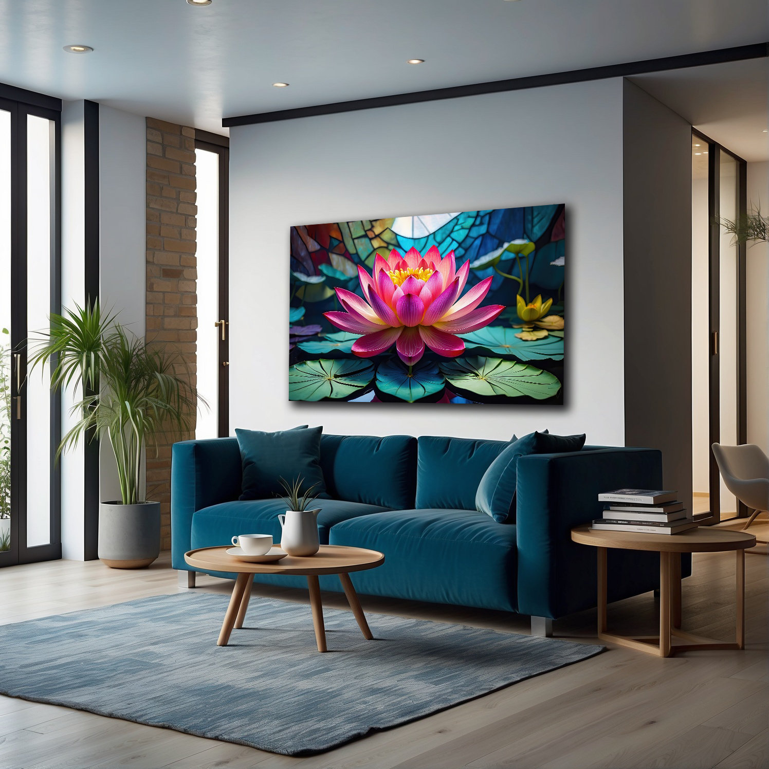 Lotus Flower Canvas Wall Art, White Lotus Reflected on Water Canvas ...