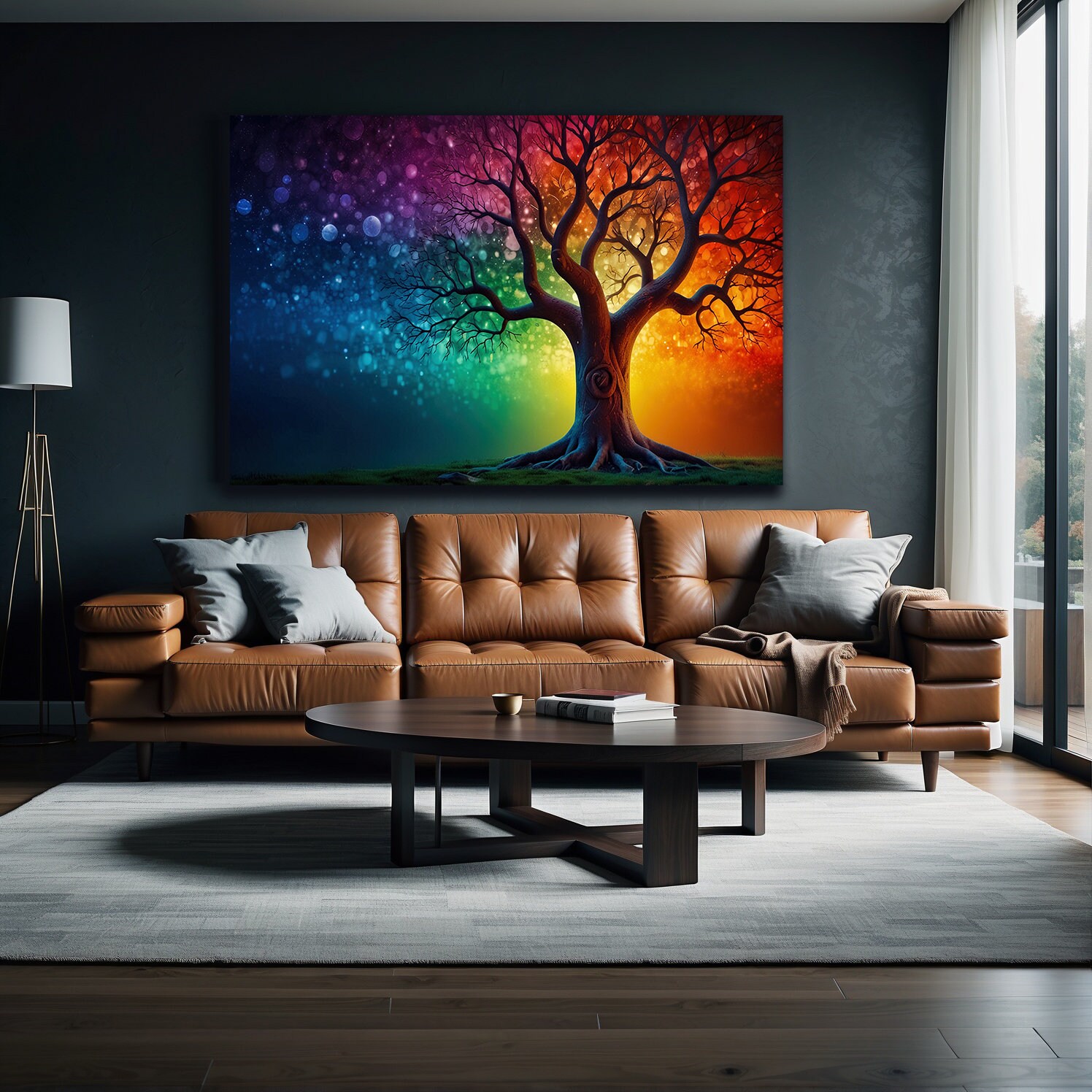 Rainbow Tree Canvas Art, Vibrant Nature Wall Art, Colorful Tree Canvas ...