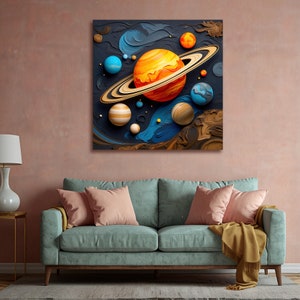 3D Solar System Canvas Art: Galaxy Planets Wall Decor - Etsy