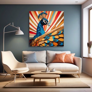 Colorful Peacock Canvas Art: Modern Bird Illustration - Etsy