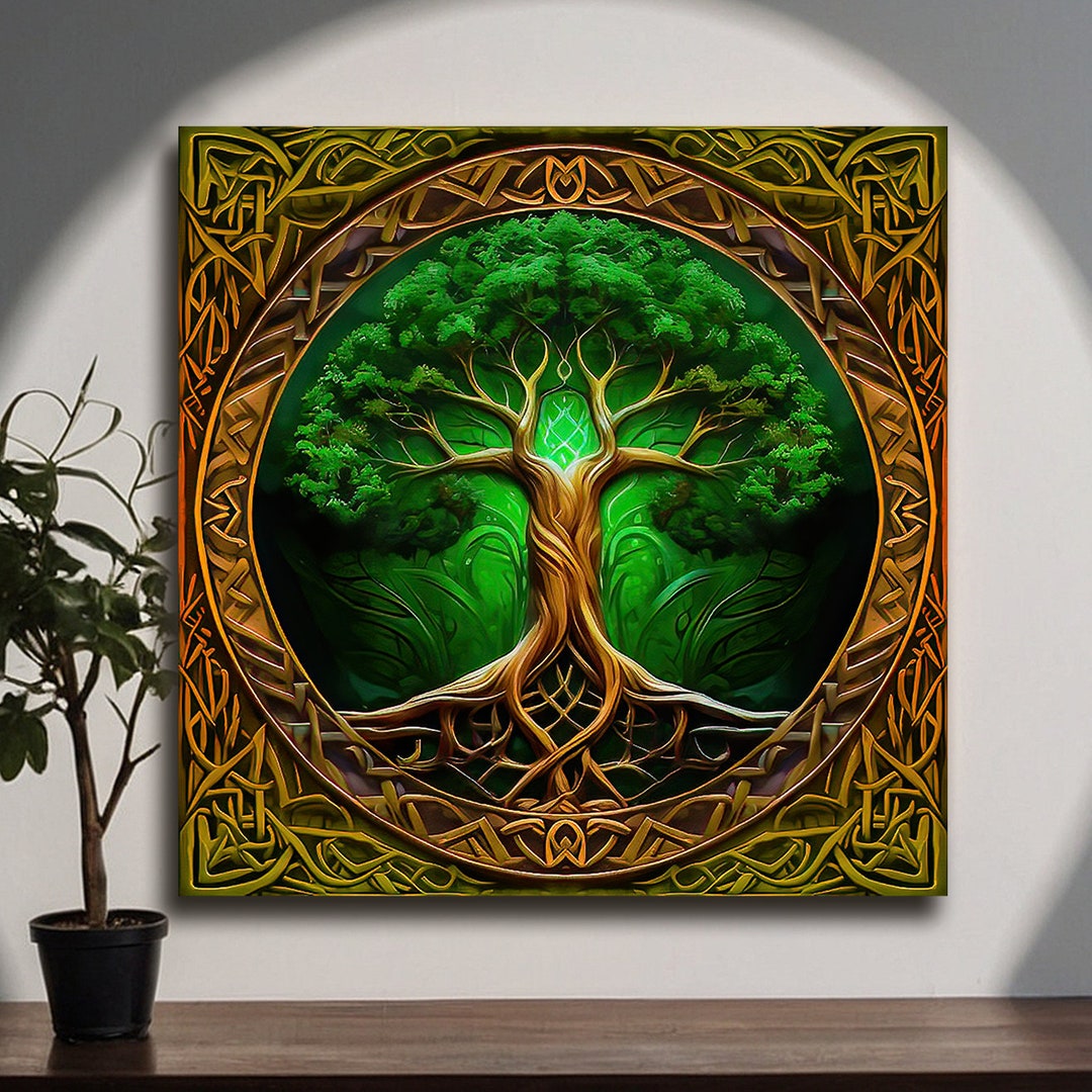 Celtic Tree of Life Canvas Wall Art, Yggdrasil Canvas, Mandala Wall Art ...