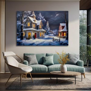 Winter Wonderland Christmas Canvas Wall Art, Holiday Home Decor ...