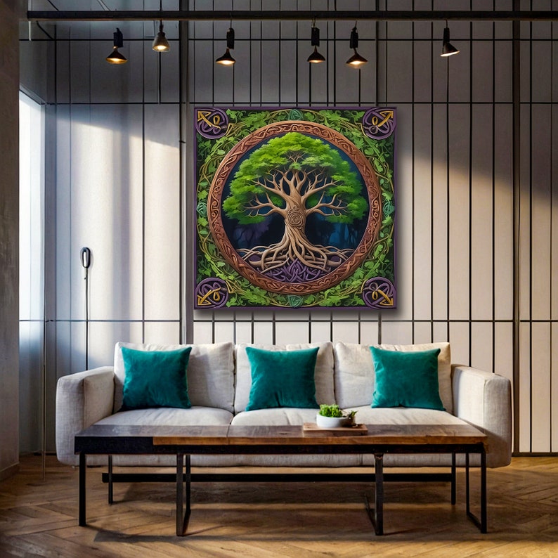 Tree of Life Canvas Wall Art, Yggdrasil Canvas, Mandala Home Decor ...