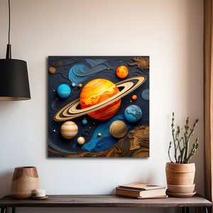 3D Solar System Canvas Art: Galaxy Planets Wall Decor - Etsy