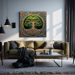 Celtic Tree of Life Wall Art, Yggdrasil Canvas, Mandala Wall Art, Norse ...
