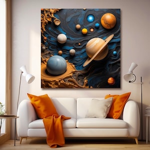 3D Planets Canvas Wall Art: Solar System Galaxy Decor - Etsy