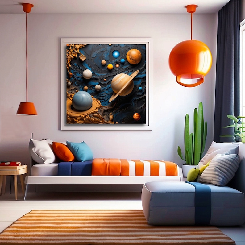 3D Planets Canvas Wall Art: Solar System Galaxy Decor - Etsy