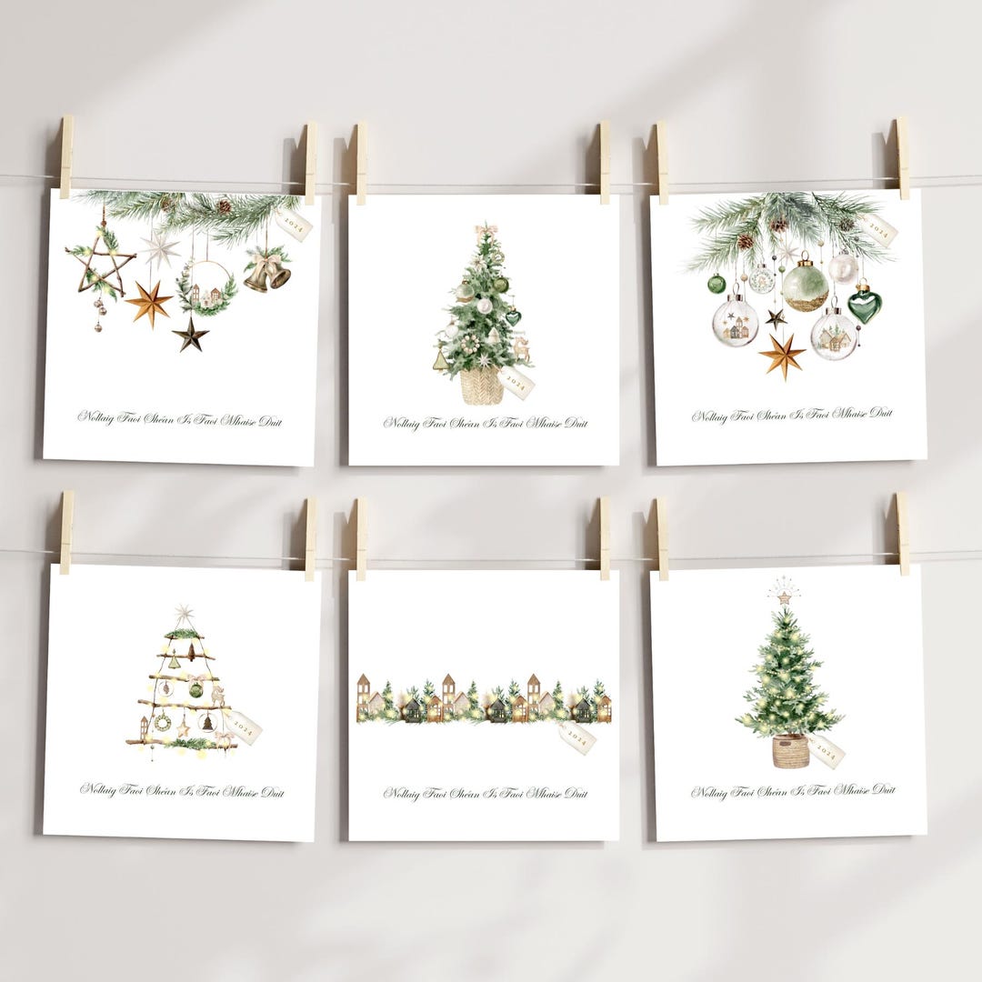 Pack of 6 Six Rustic Irish Language Christmas Cards Carta Nollaig Irish ...