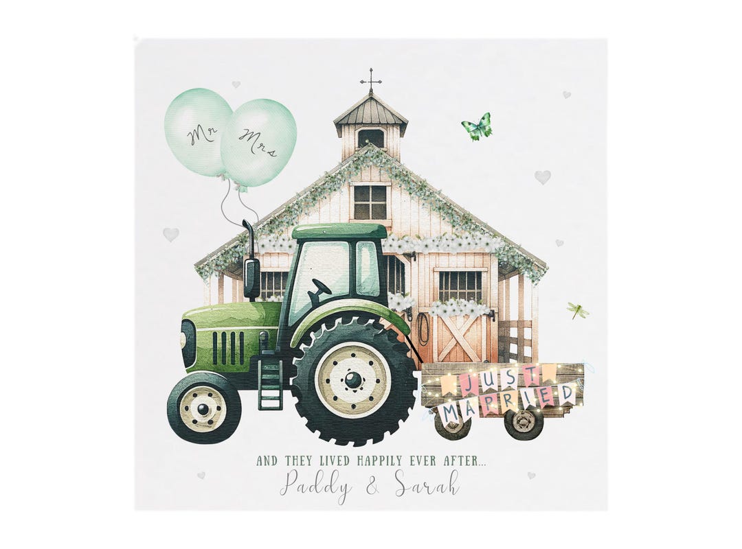 Personalised Wedding Card Keepsake Mr and Mrs Farm Tractor Barn ...