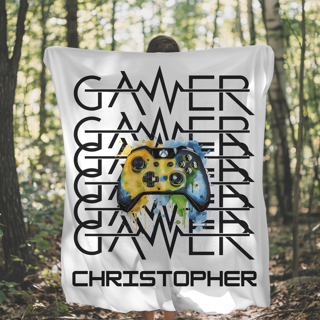 Personalized Gamer Blanket, Custom Gamertag Name Throw, Game Room Decor ...