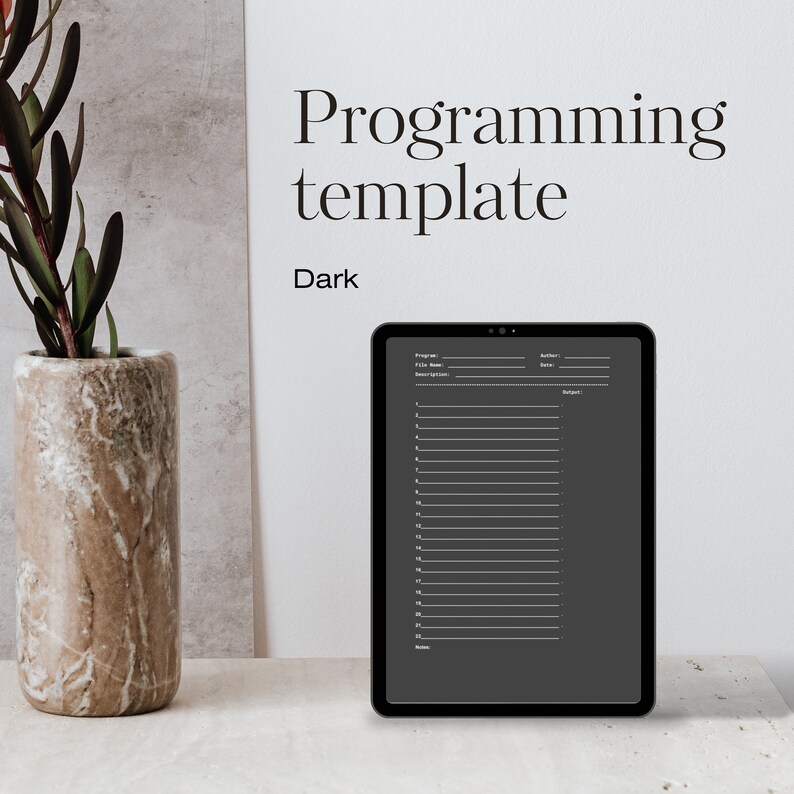 Coding/programmingtemplate Digital Notebook - Light & Dark Theme, for ...