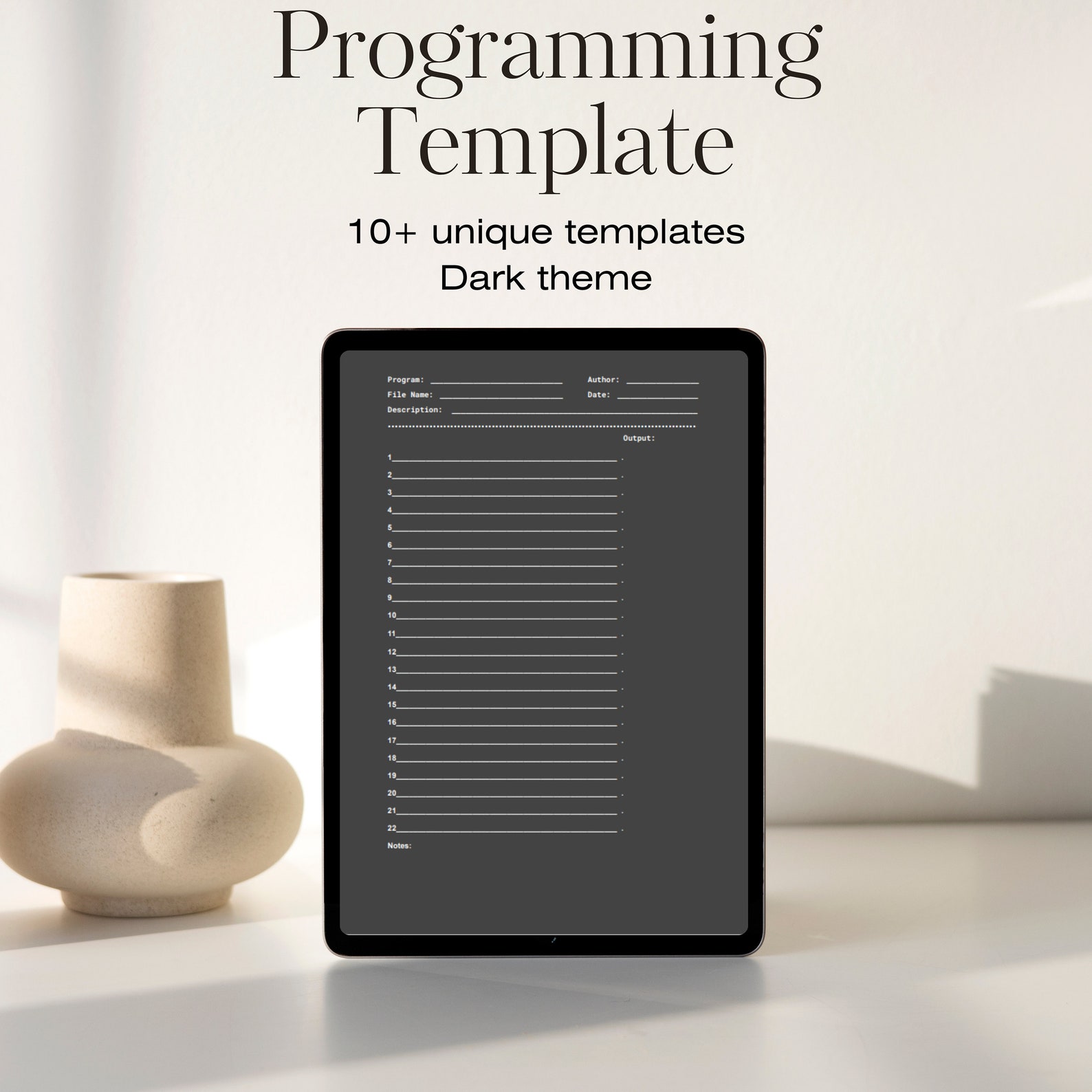 Coding/programmingtemplate Digital Notebook - Light & Dark Theme, for ...