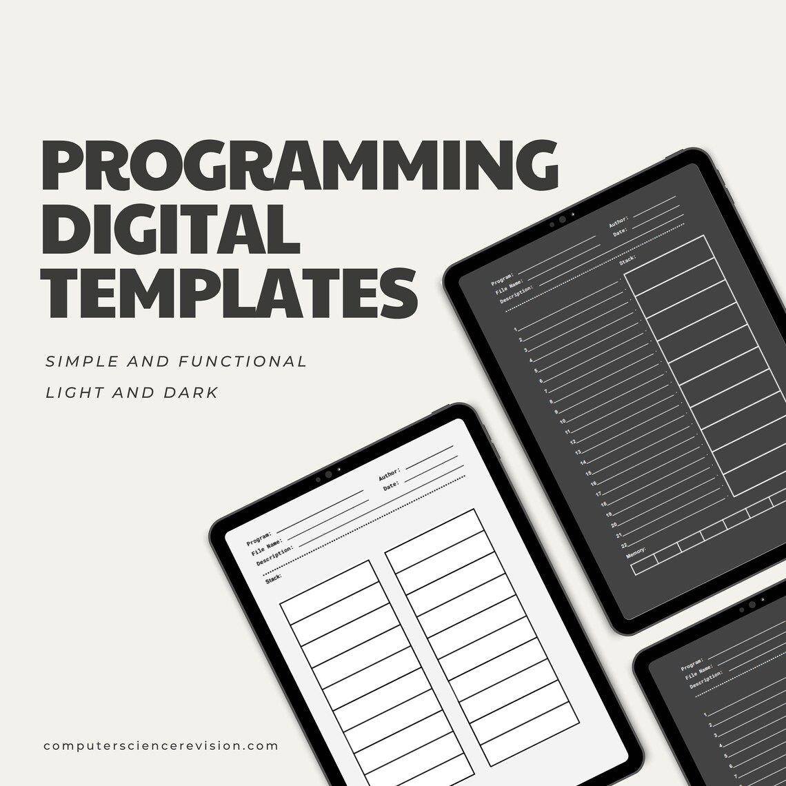 Coding/programmingtemplate Digital Notebook - Light & Dark Theme, for ...
