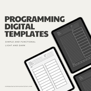 Coding/programmingtemplate Digital Notebook Light & Dark Theme, for ...