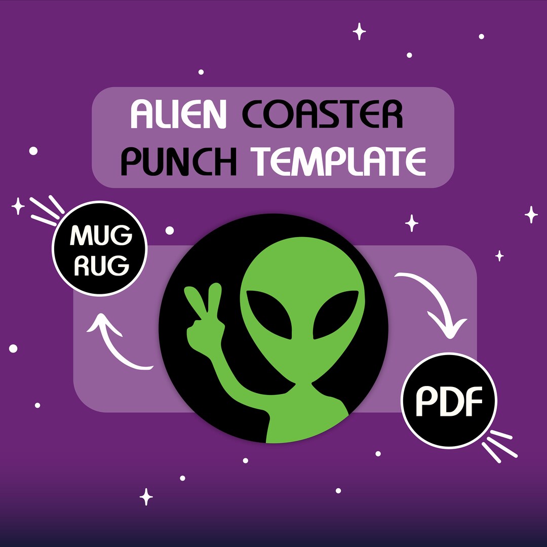Alien Coaster, Punch Needle Template, Mug Rug, Punch Needle Pattern ...