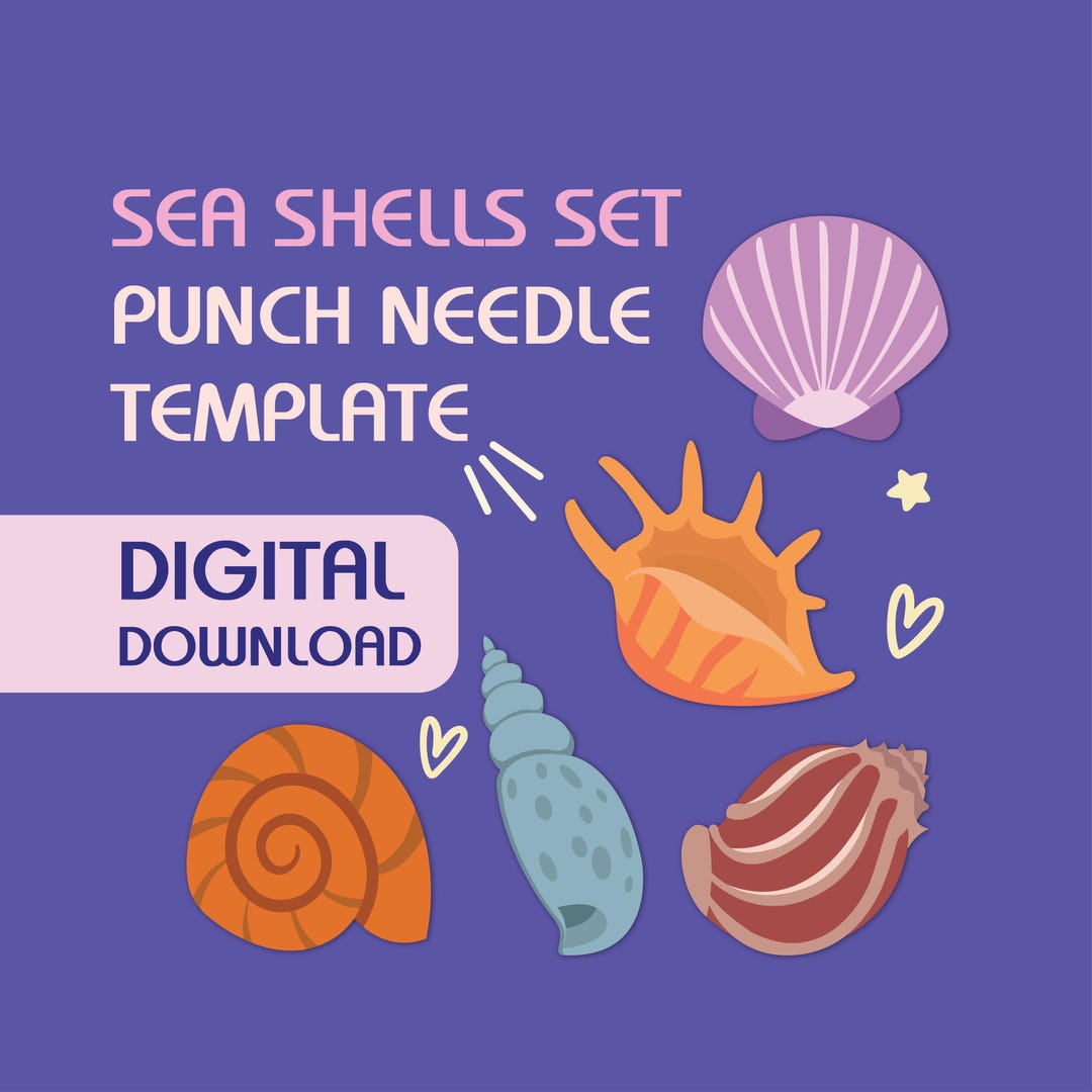 Sea Sheels Coaster Punch Needle Template, Mug Rug, Punch Needle Pattern ...