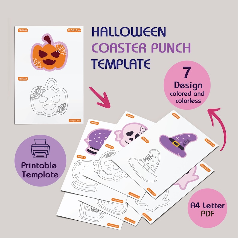 Halloween Character Punch Needle Coaster Template (digital Download) - Etsy
