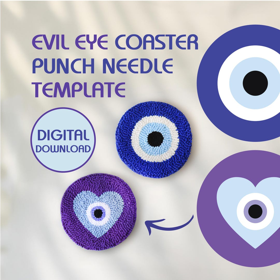 Evil Eye Coaster Punch Needle Template: Yarn Art (PDF Pattern) - Etsy