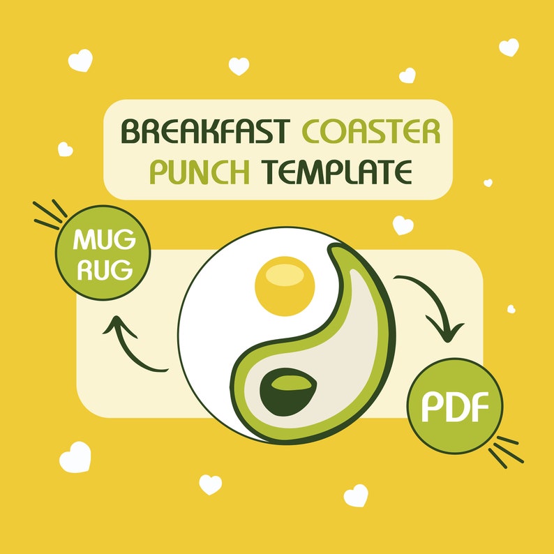 Breakfast Coaster Punch Needle Pattern: Avocado Egg Yin Yang (digital ...