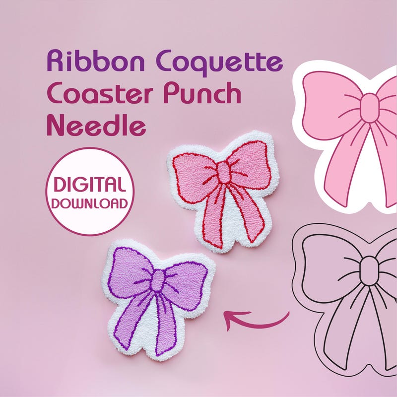 Punch Needle Bow Coaster - Etsy