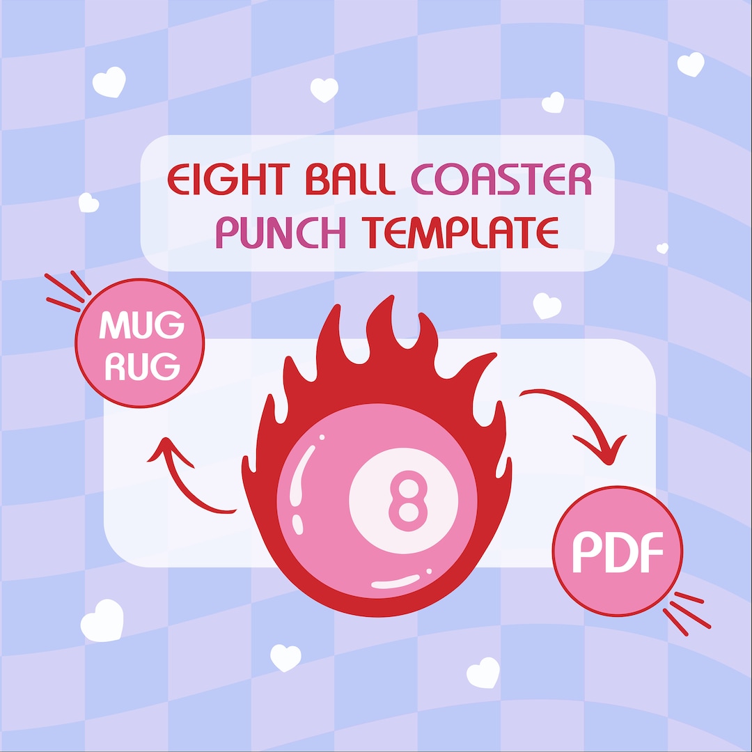 Eight Ball Coaster Punch Needle Template, Mug Rug, Punch Needle Pattern ...