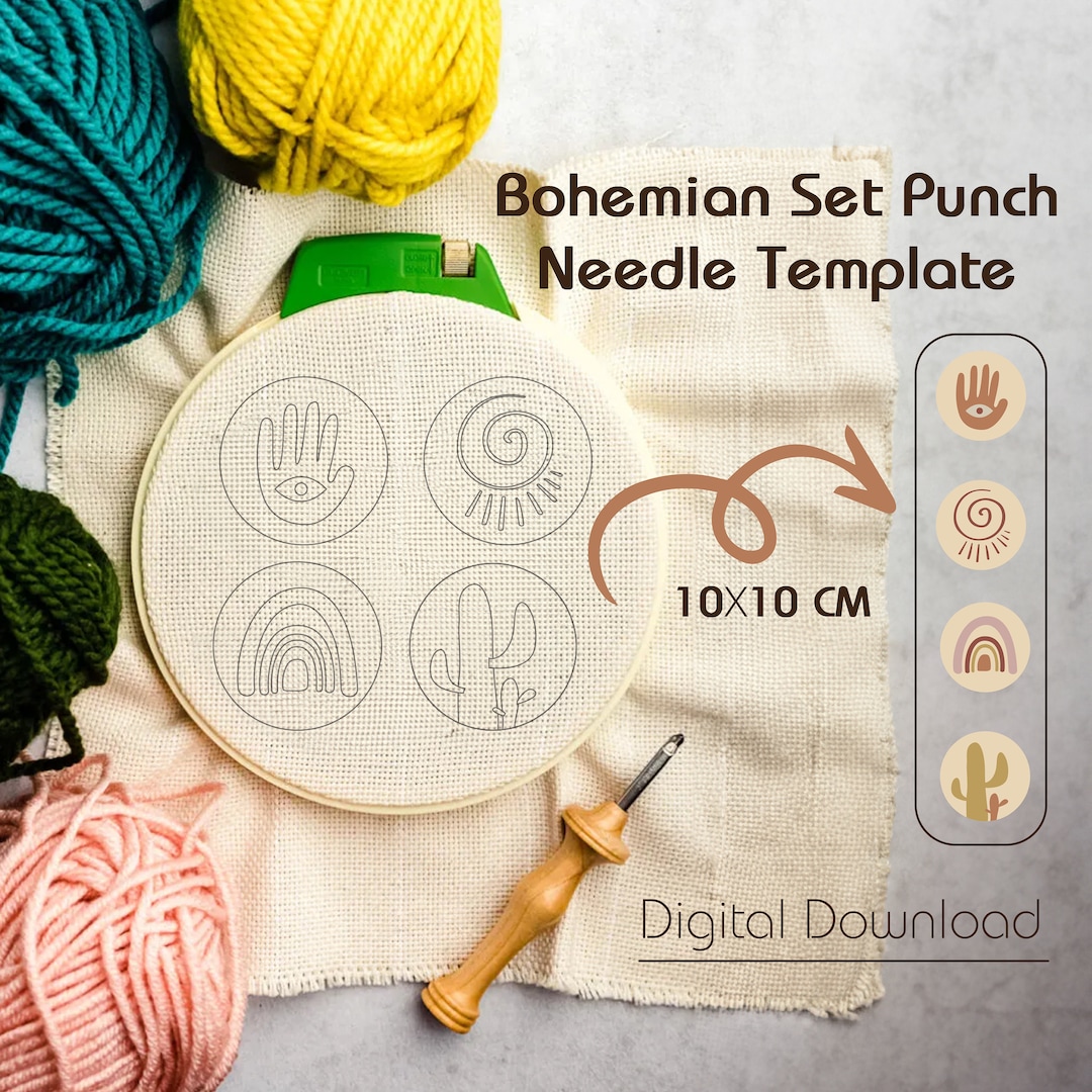 Bohemian Punch Set Template I Punch Needle Template I Digital Download ...