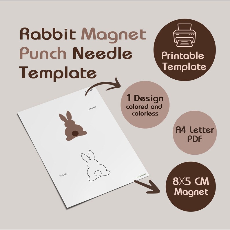 Rabbit Magnet Punch Needle Template, Punch Keychain, Punch Needle ...