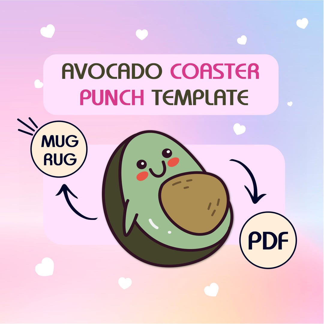 Avocado Coaster Punch Needle Template, Mug Rug,punch Needle Patterns ...
