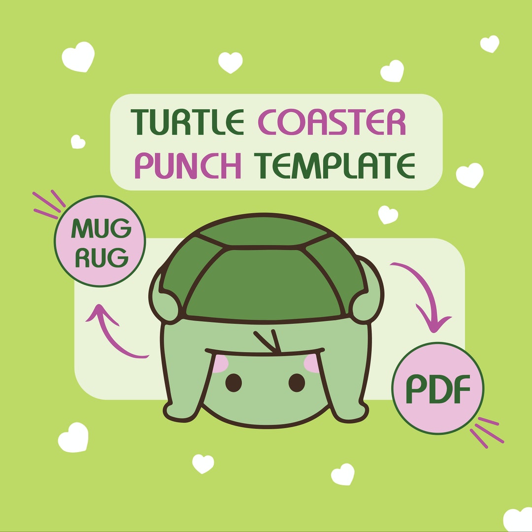 Turtle Coaster Punch Needle Pattern: Mug Rug Template (digital Download ...