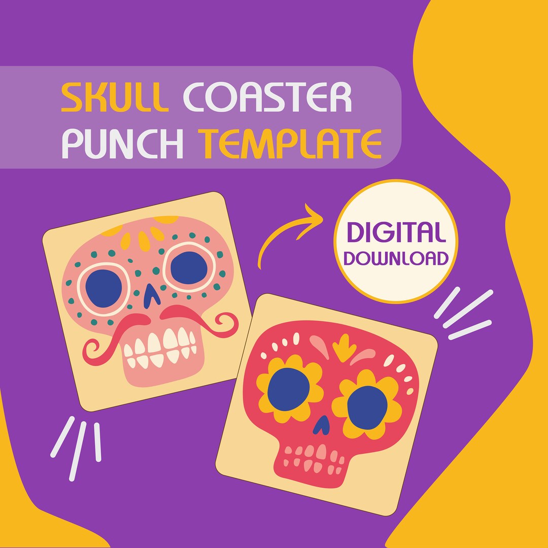 Skull Coaster Punch Needle Template, Mug Rug, Punch Needle Pattern ...