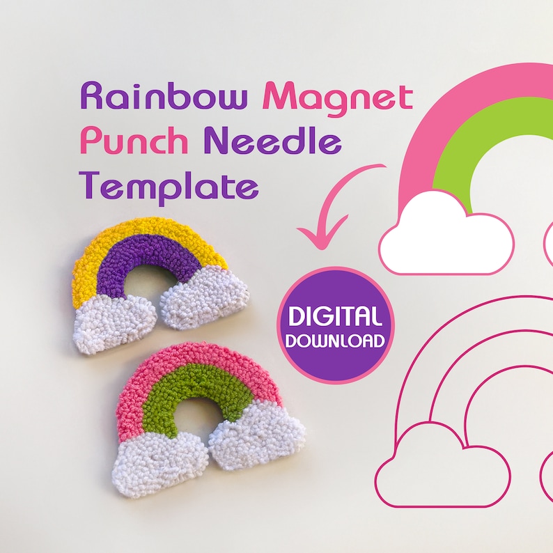 Rainbow Magnet Punch Needle Template, Punch Keychain, Punch Needle ...