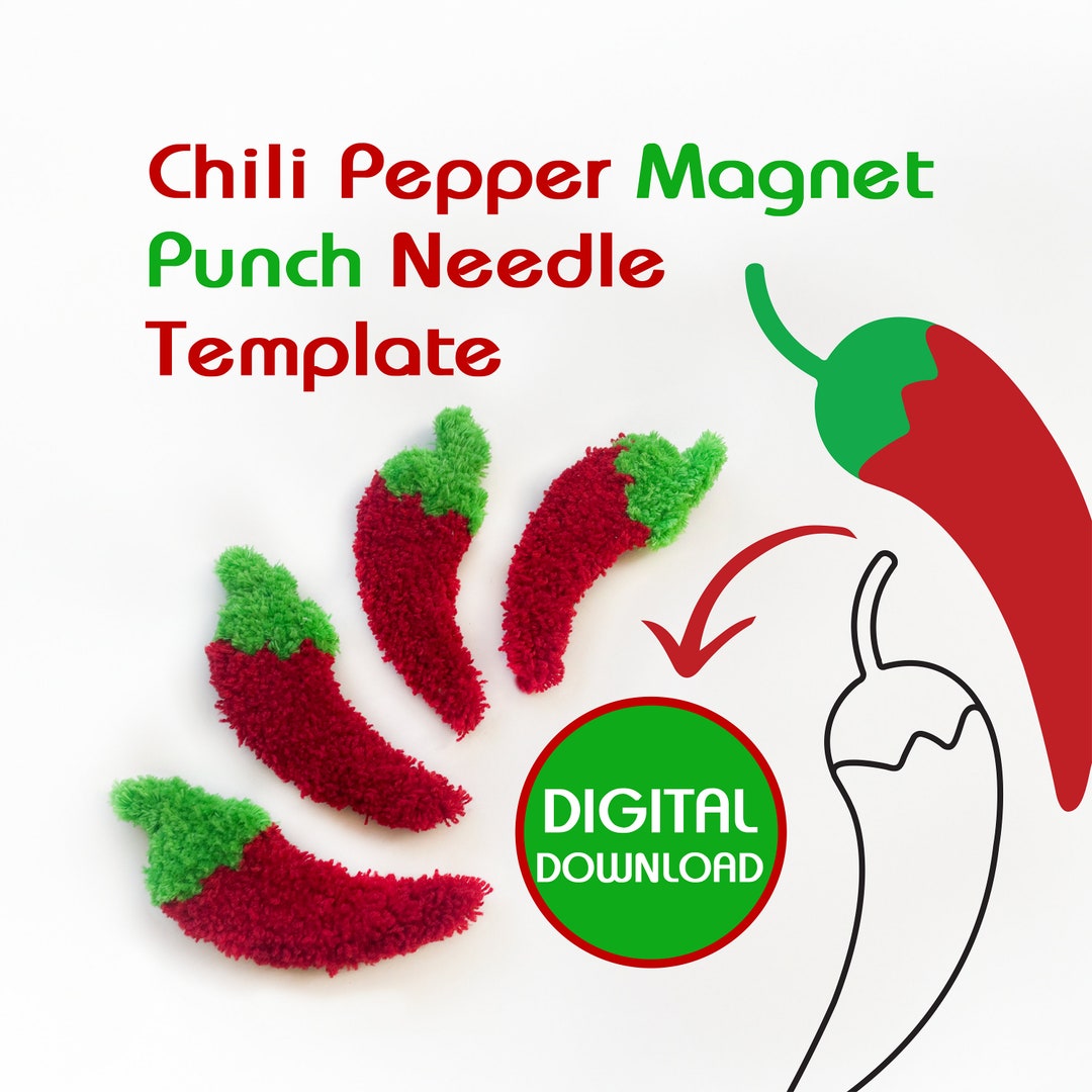 Chili Pepper Magnet Punch Needle Pattern: Mug Rug Template (digital ...