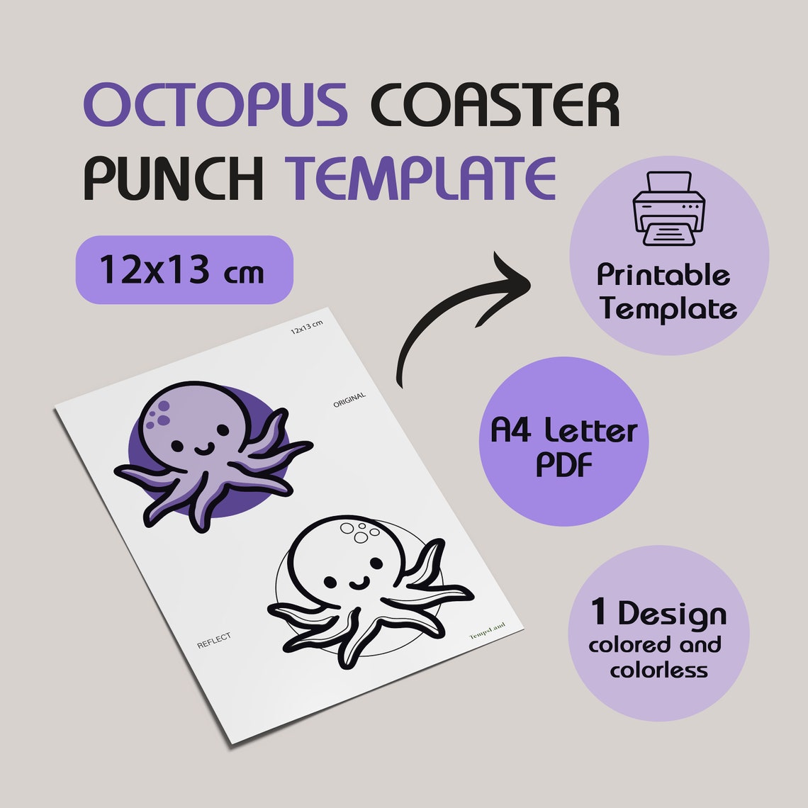 Octopus Mug Rug: Punch Needle PDF Pattern for Beginners (instant ...
