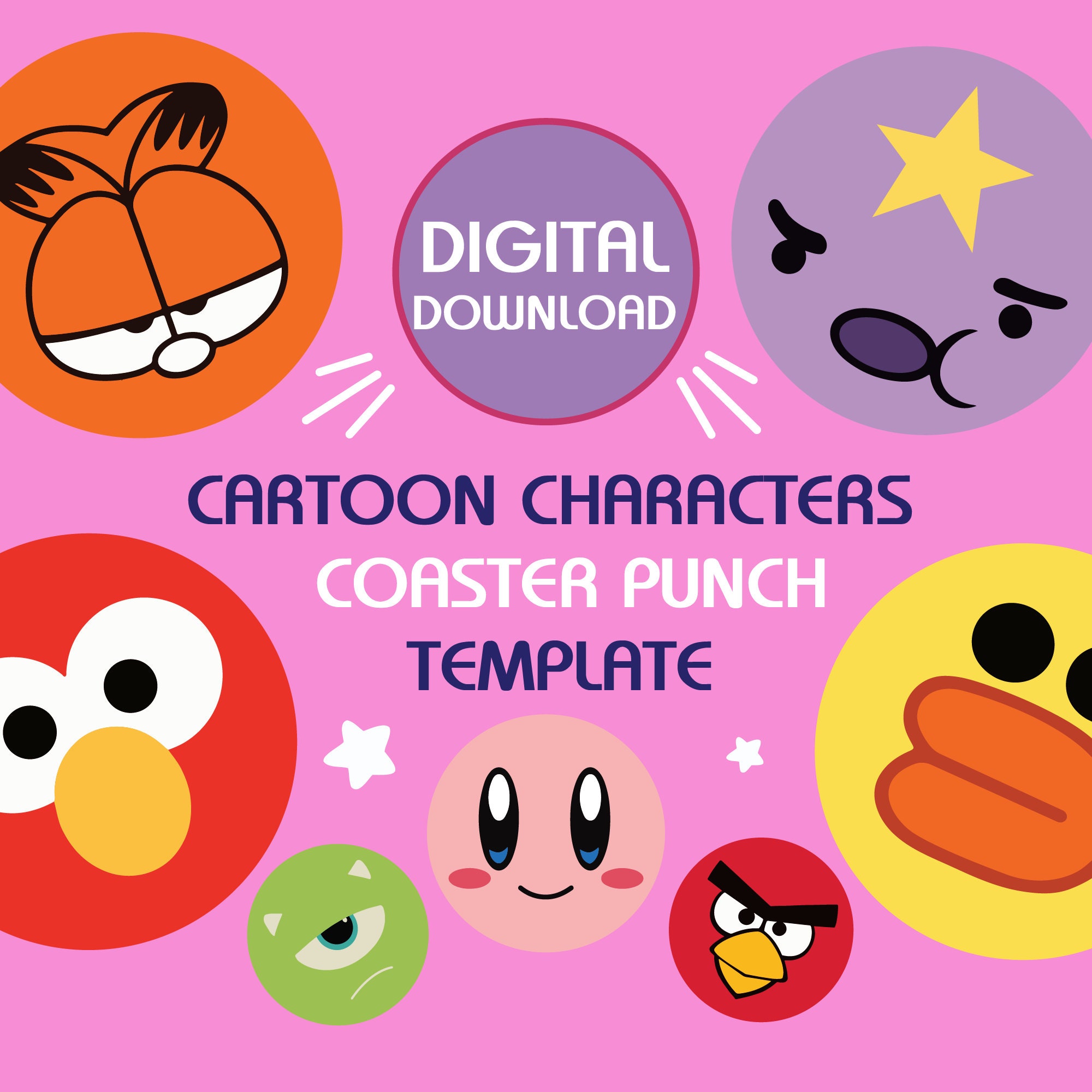 Cartoon Characters Coaster Punch Needle Template, Mug Rug, Punch Needle ...