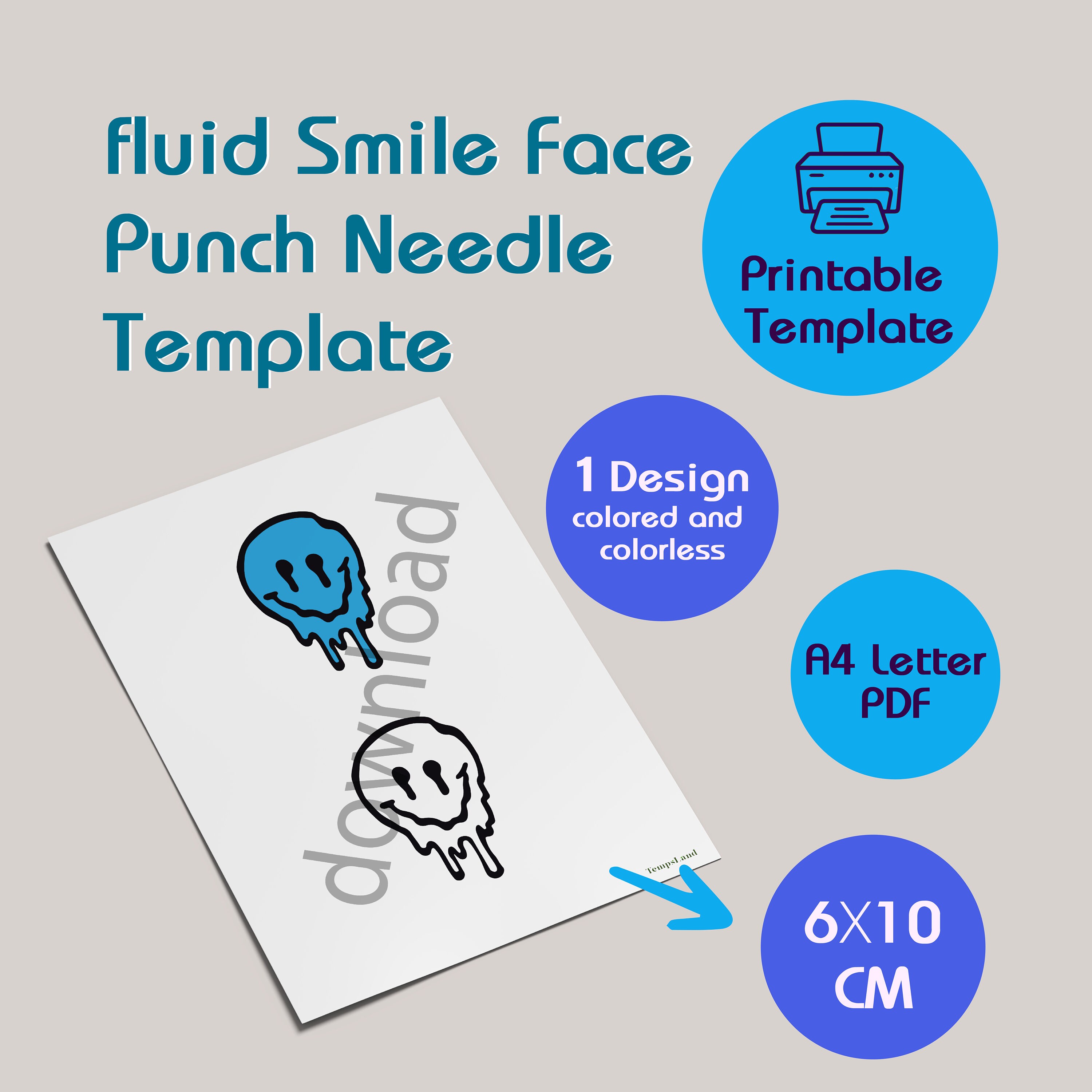 Fluid Smile Face Punch Needle Template, Key Chain, Punch Needle Pattern ...