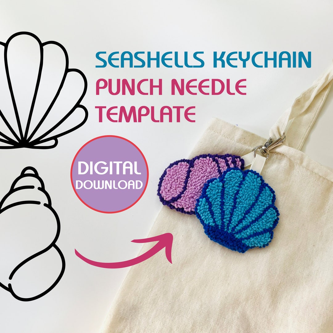 Seashells Keychain Punch Needle Template, Punch Keychain, Punch Needle ...