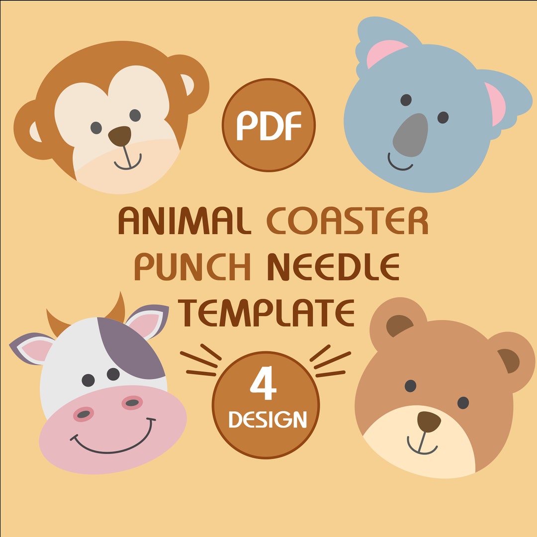 Animal Coaster Punch Needle Pattern, Groovy Yarn Art (PDF Pattern - Etsy