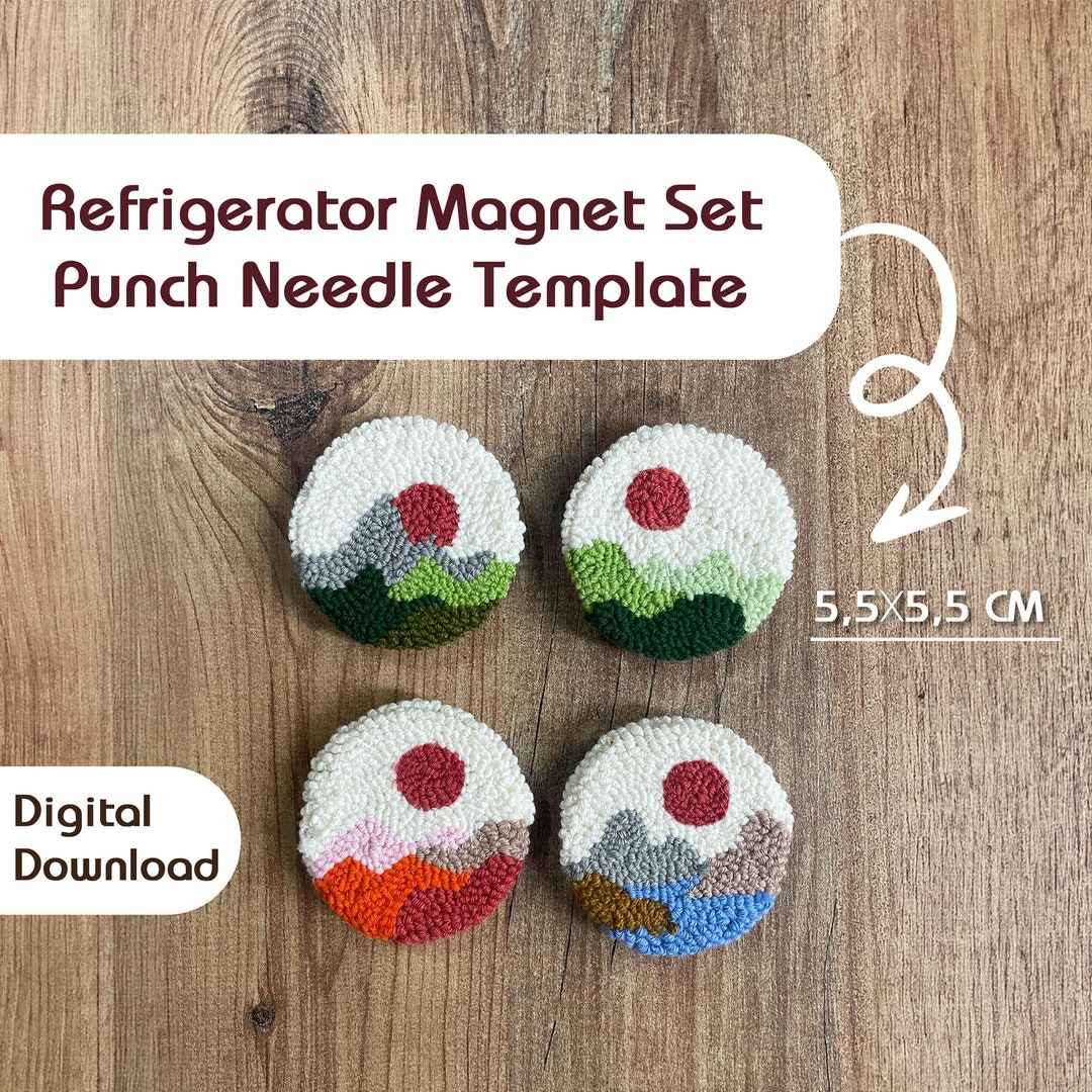 Refrigerator Magnet Punch Needle Pattern: Landscape Yarn Art (digital ...