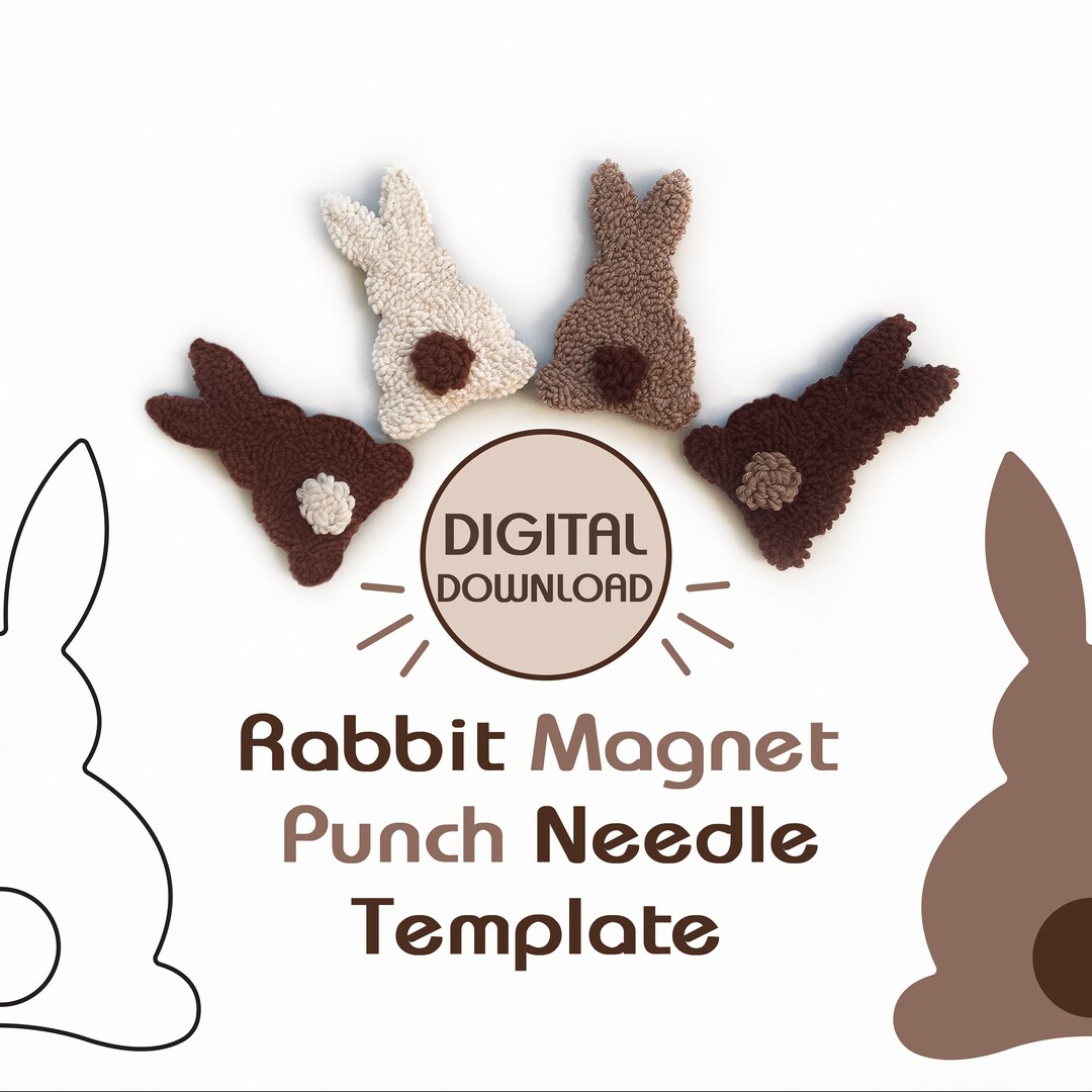 Rabbit Magnet Punch Needle Pattern: Yarn Art Template (digital Download ...