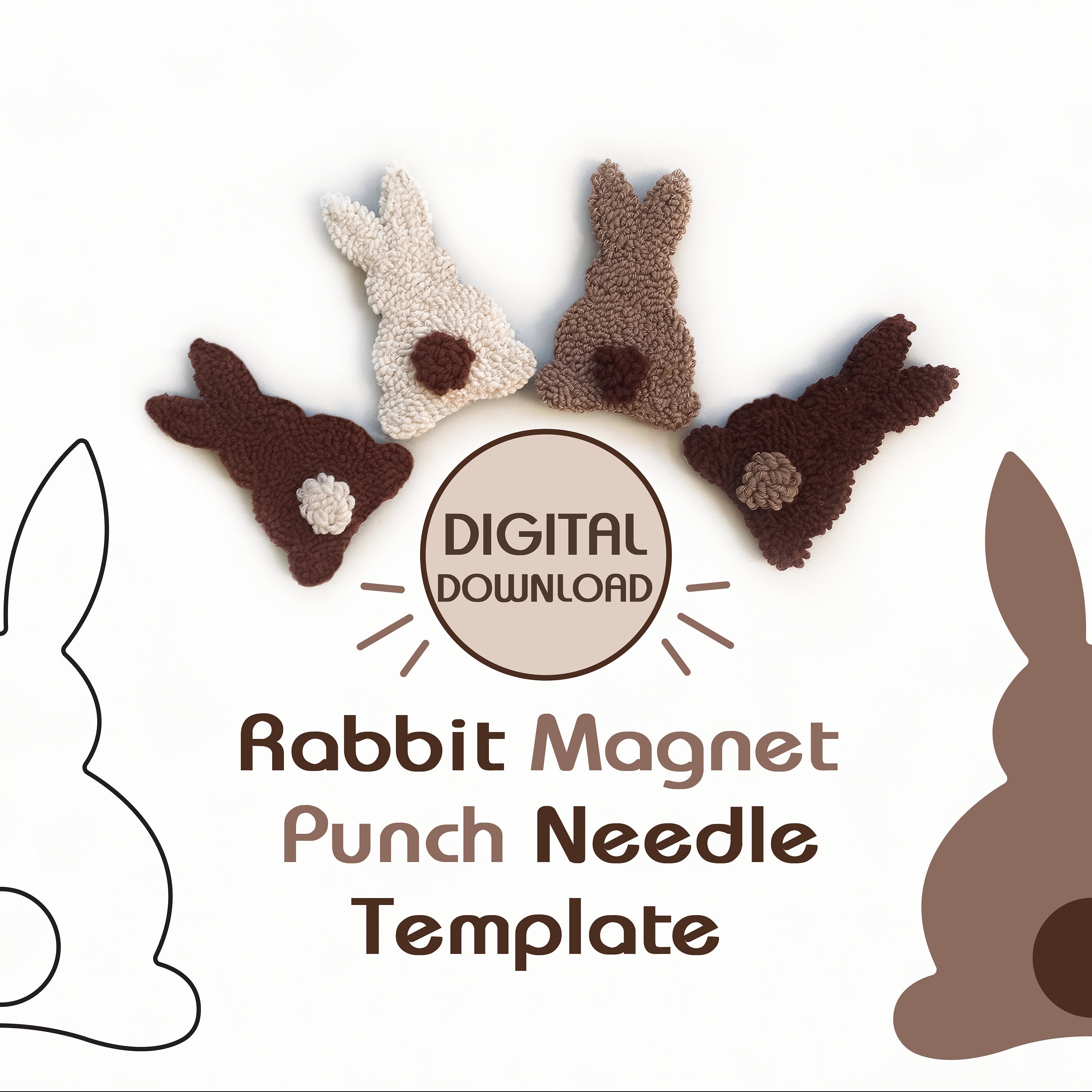 Rabbit Magnet Punch Needle Template, Punch Keychain, Punch Needle ...