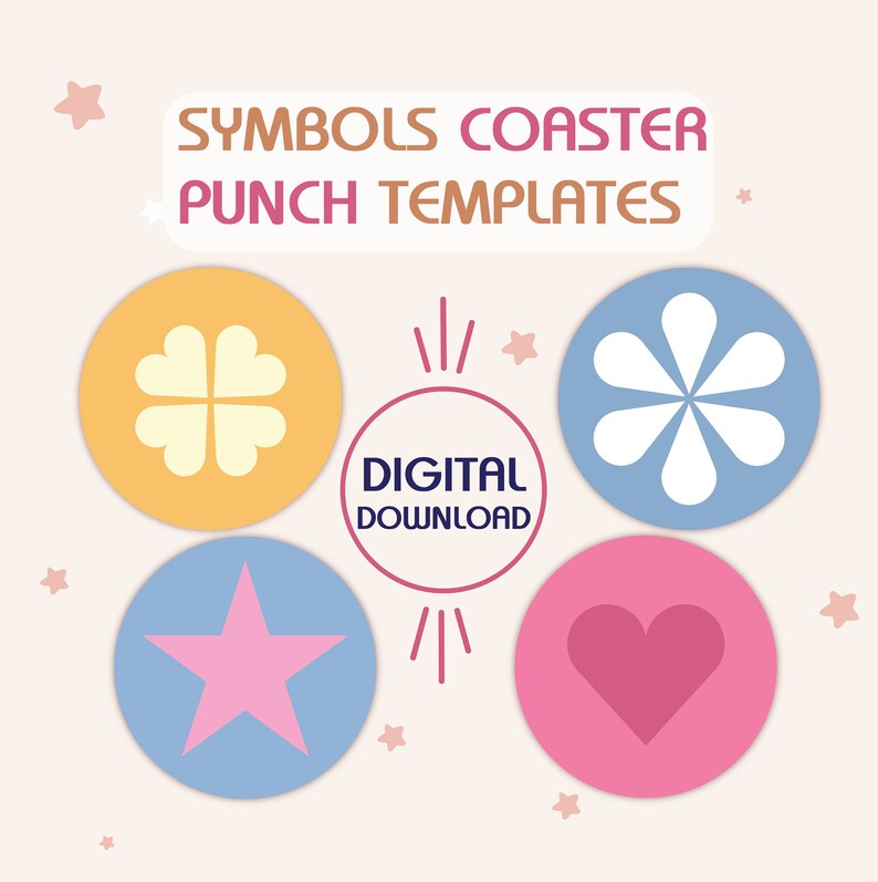 Symbols Coaster Punch Needle Template,mug Rug, Punch Needle Patterns ...