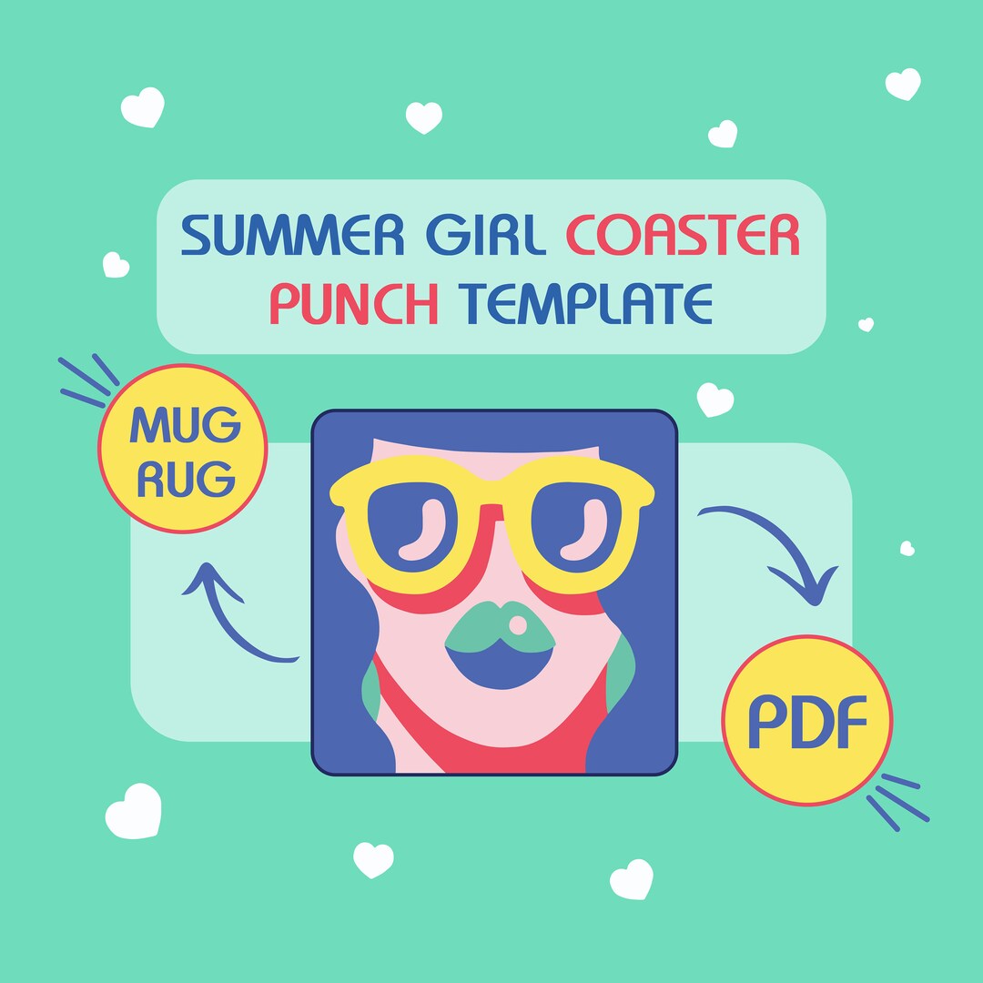 Summer Girl Coaster Punch Needle Template, Mug Rug, Punch Needle Pattern, Punch Needle, PDF ...