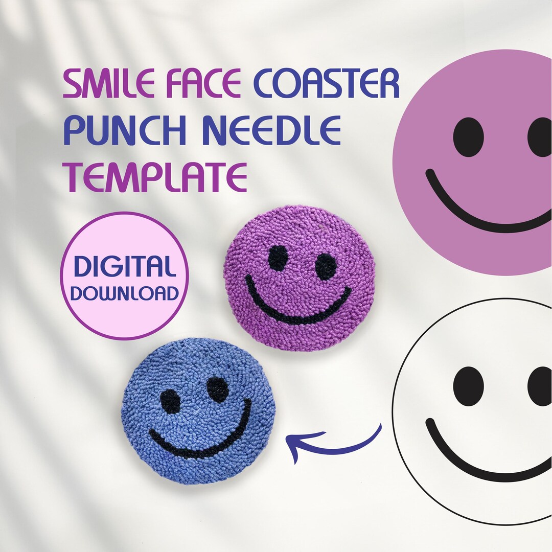 Smile Face Coaster Punch Needle Template: Yarn Art (PDF Pattern) - Etsy