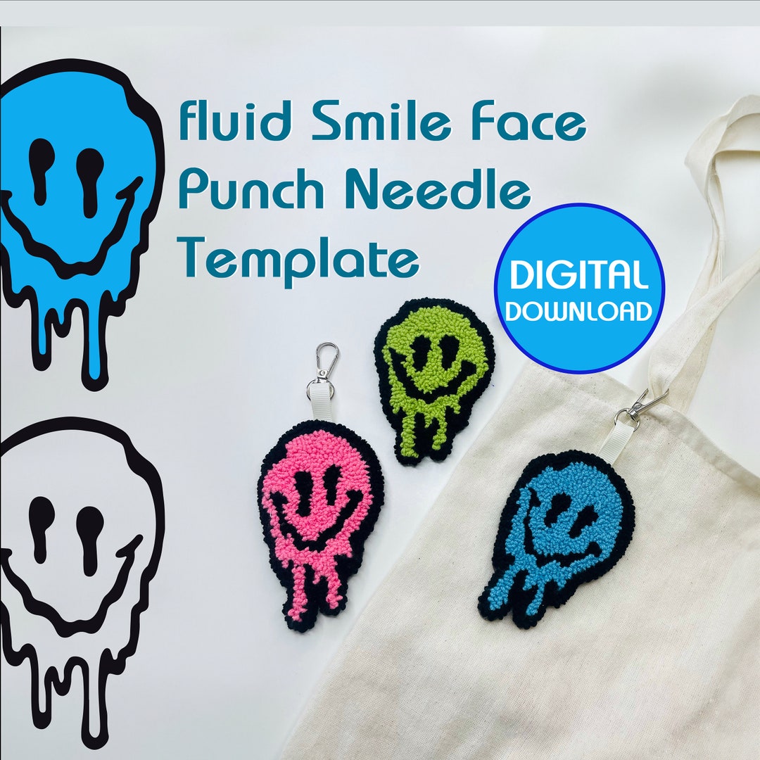 Fluid Smile Face Punch Needle Template, Key Chain, Punch Needle Pattern ...