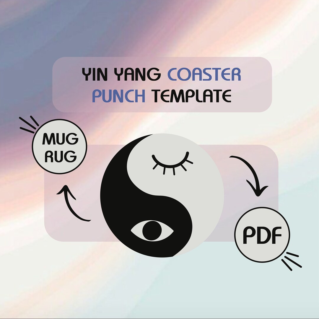 Yin Yang Coaster Punch Needle Template, Mug Rug, Punch Needle Pattern ...